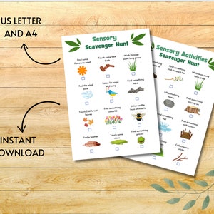 Printable Outdoor Sensory Scavenger Hunt Set Sensory Play Scavenger ...