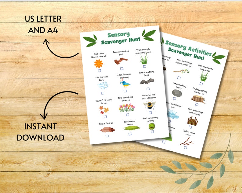 Printable Outdoor Sensory Scavenger Hunt Set Sensory Play Scavenger ...