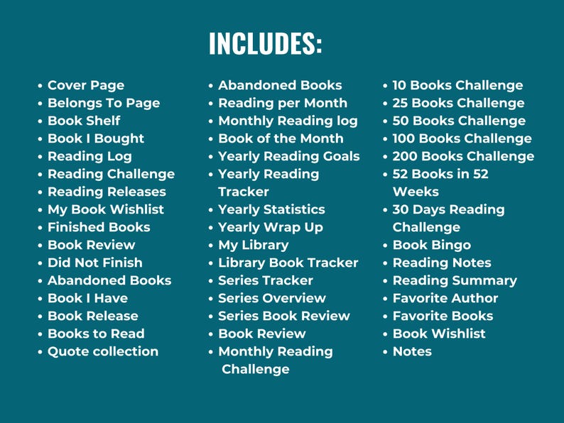 Printable Reading Tracker | Reading Journal | Reading Log | Book ...