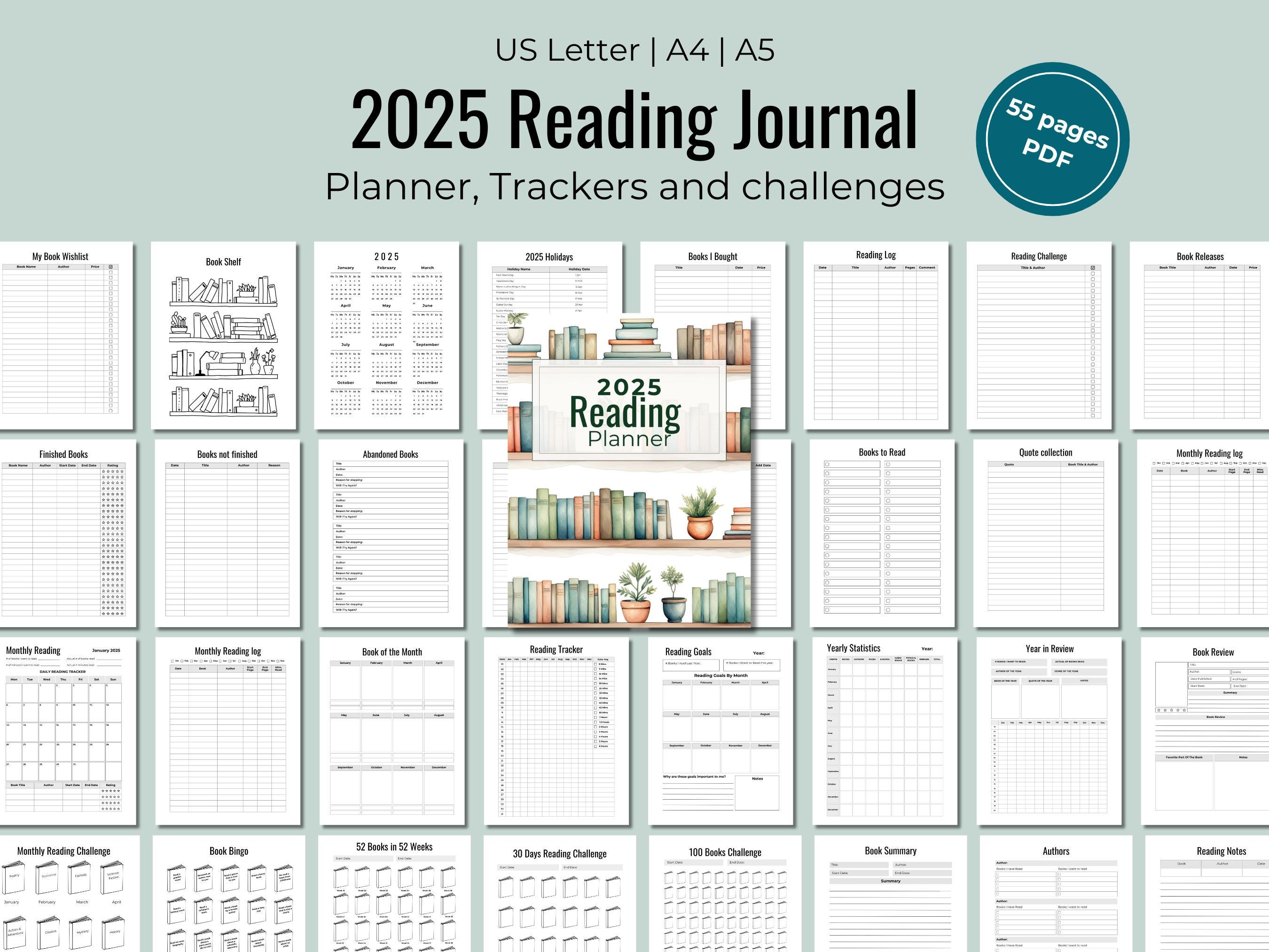 Printable 2025 Reading Tracker Journal Reading Log Book Tracker Book ...