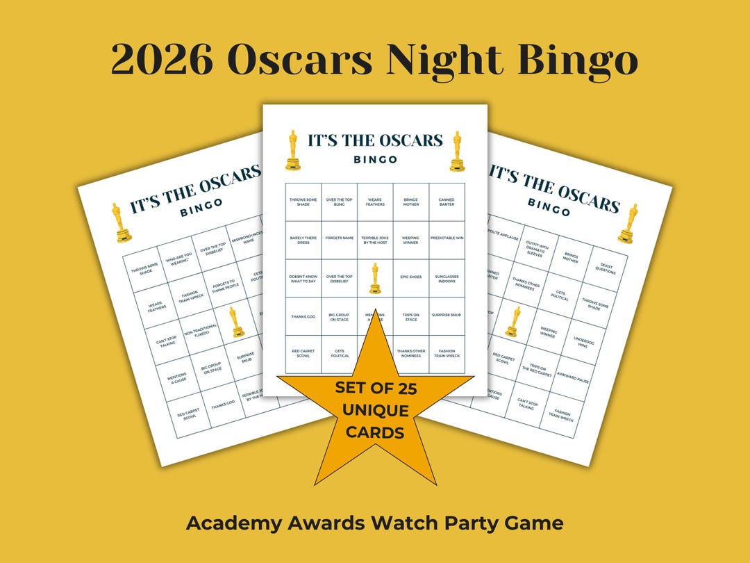 2026 Oscar Night Bingo Cards: Printable Academy Awards Bingo Set | 25 ...