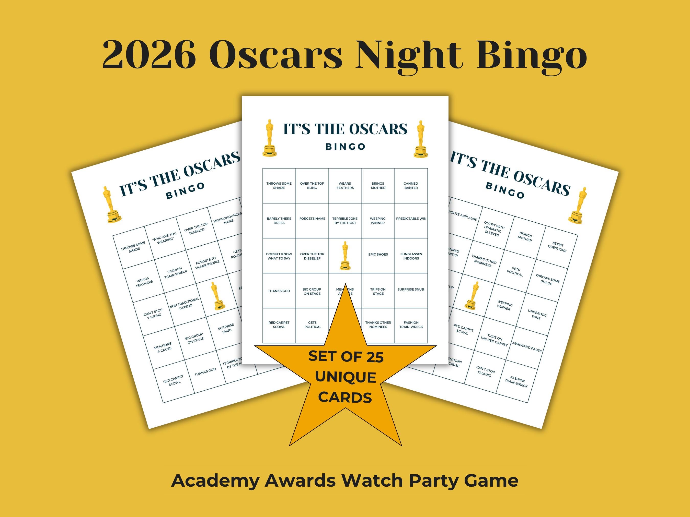 2026 Oscar Night Bingo Cards: Printable Academy Awards Bingo Set | 25 ...