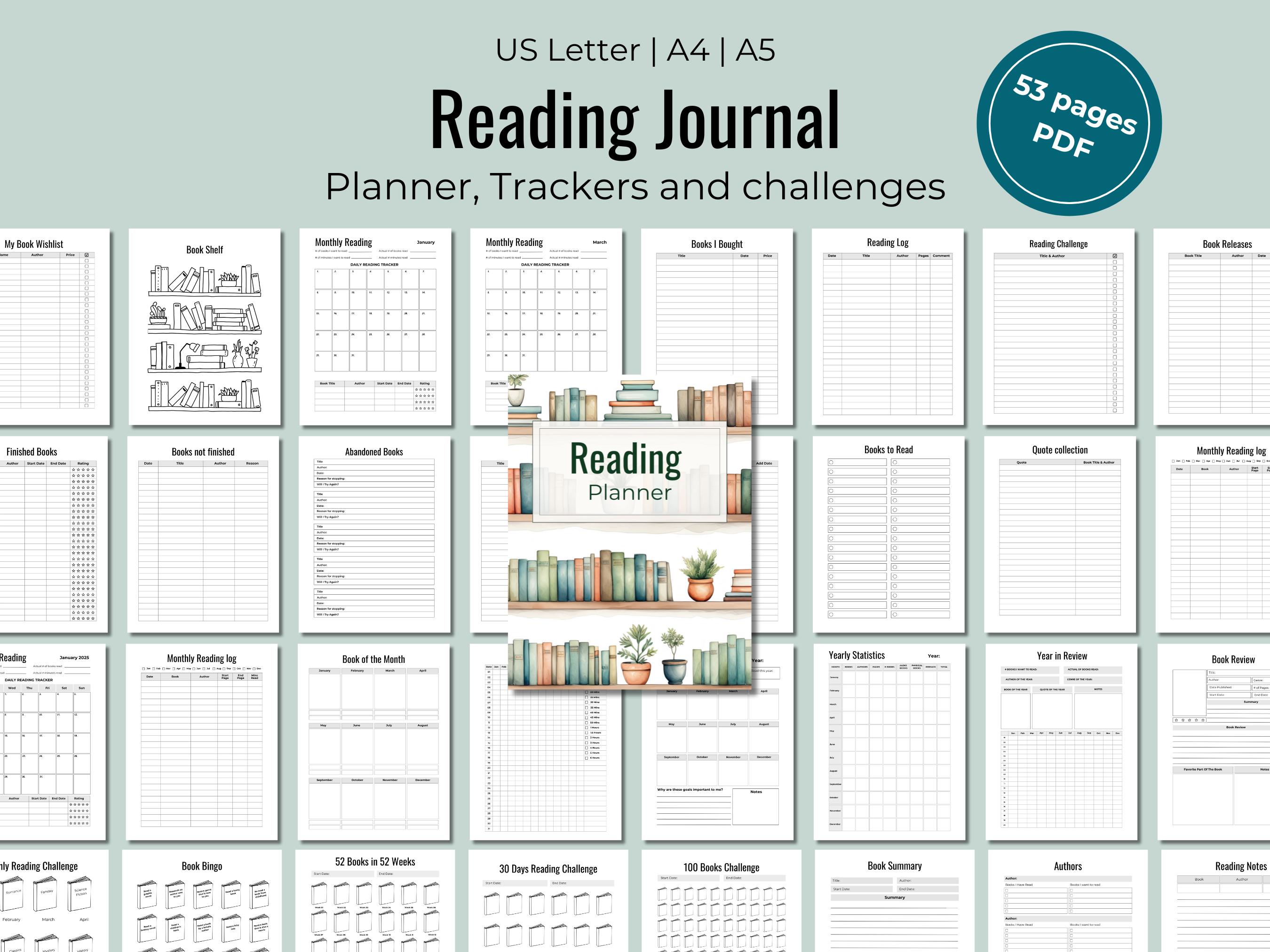 Printable Reading Tracker | Reading Journal | Reading Log | Book ...