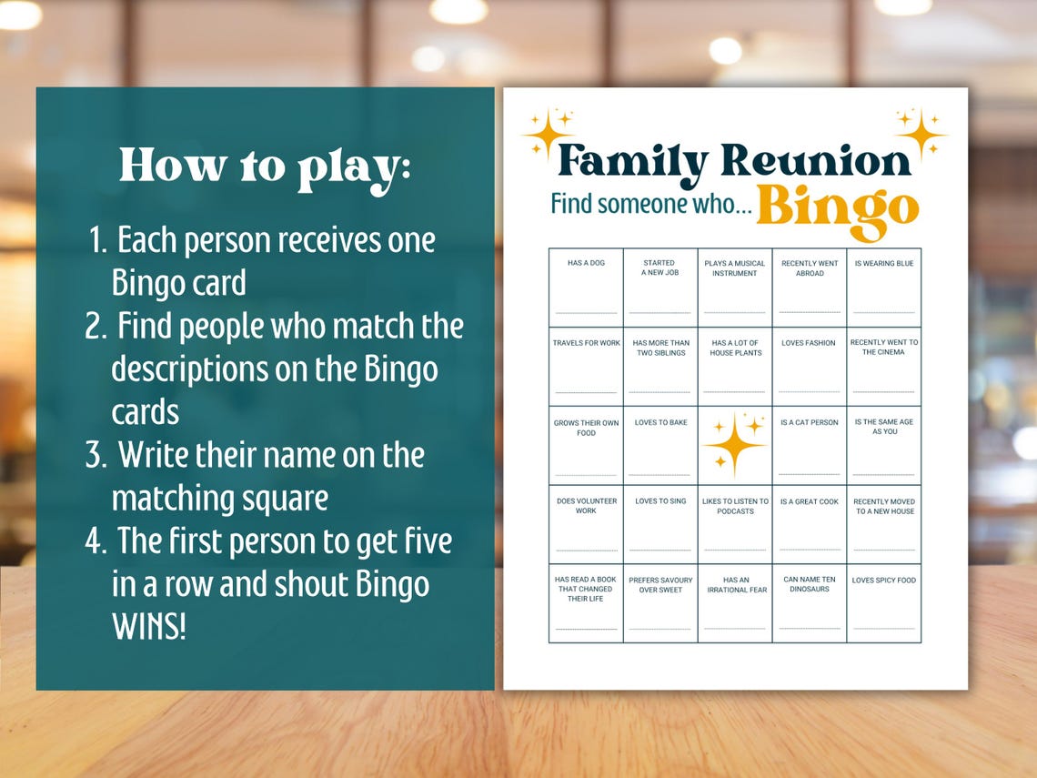 Family Reunion Bingo | Family Find Someone Who Bingo | Family Reunion ...