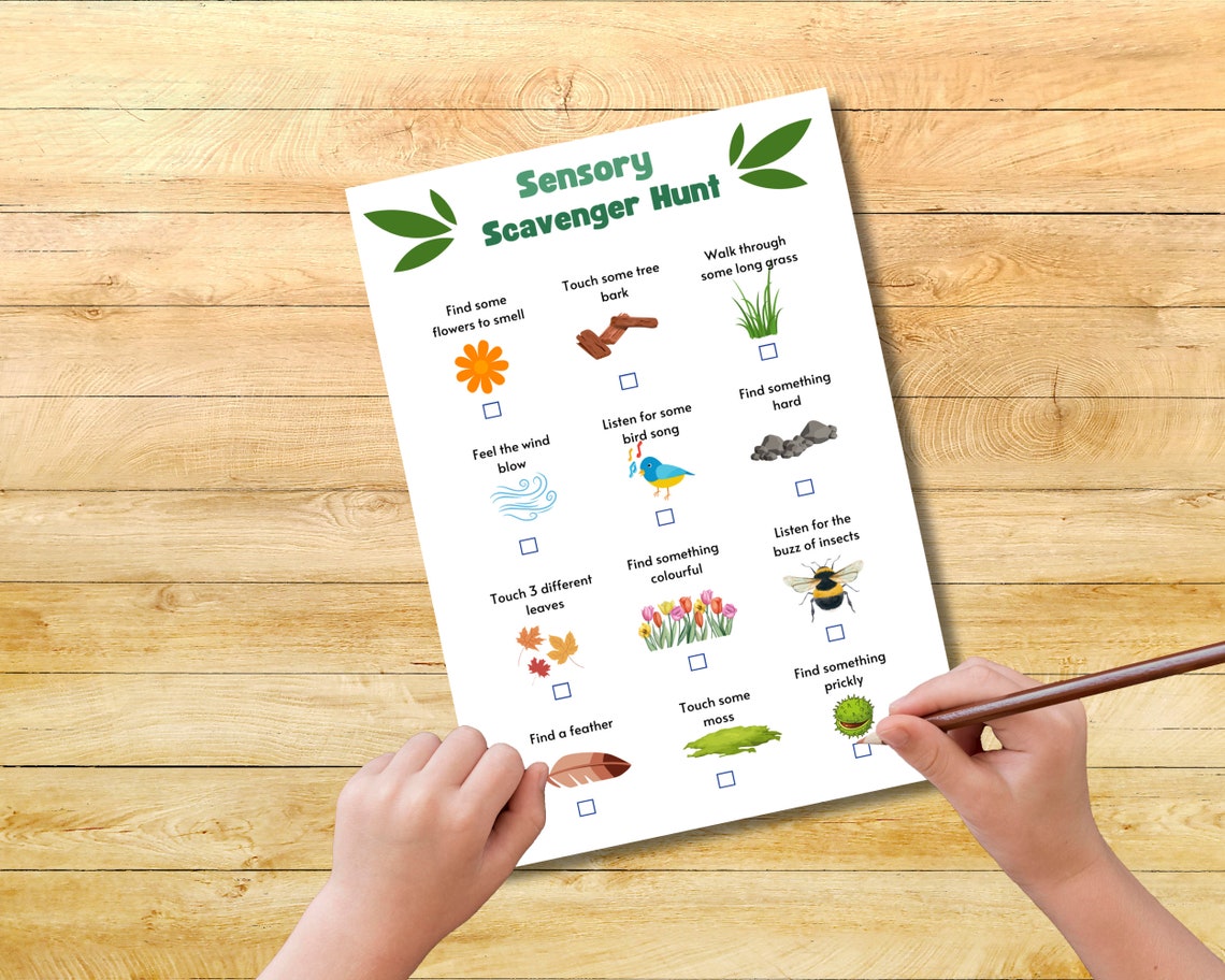 Printable Outdoor Sensory Scavenger Hunt Set Sensory Play Scavenger ...