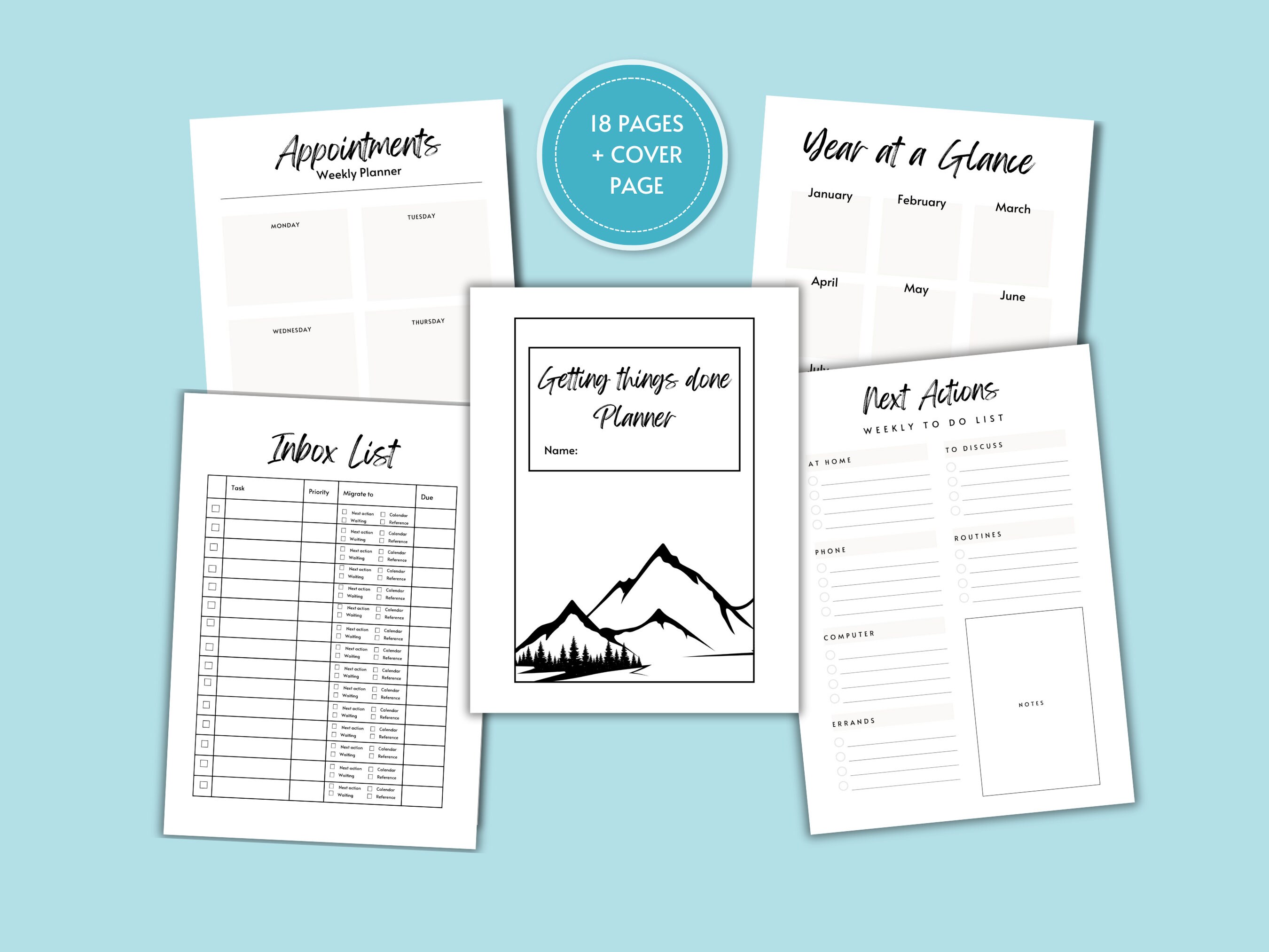 Getting Things Done Planner: GTD Planner Inserts Project Planner, Task ...