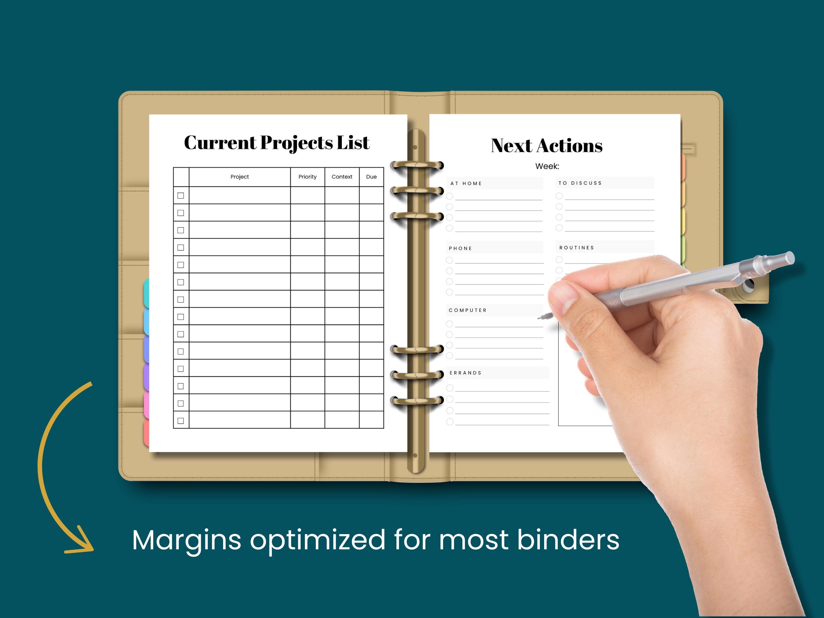 Getting Things Done Planner: GTD Planner Inserts | Project Management ...