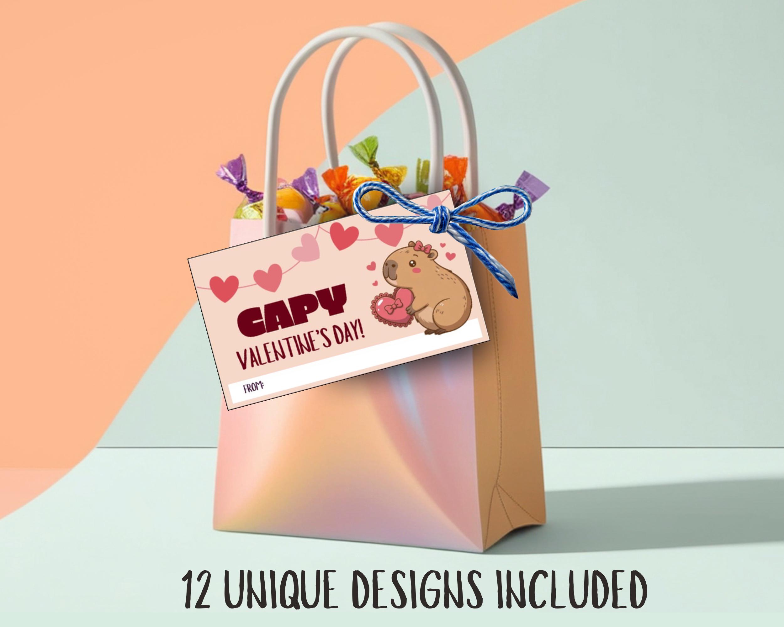 Capy Valentine Gift Tags Printable, Capybara Valentine Tags, Valentine ...