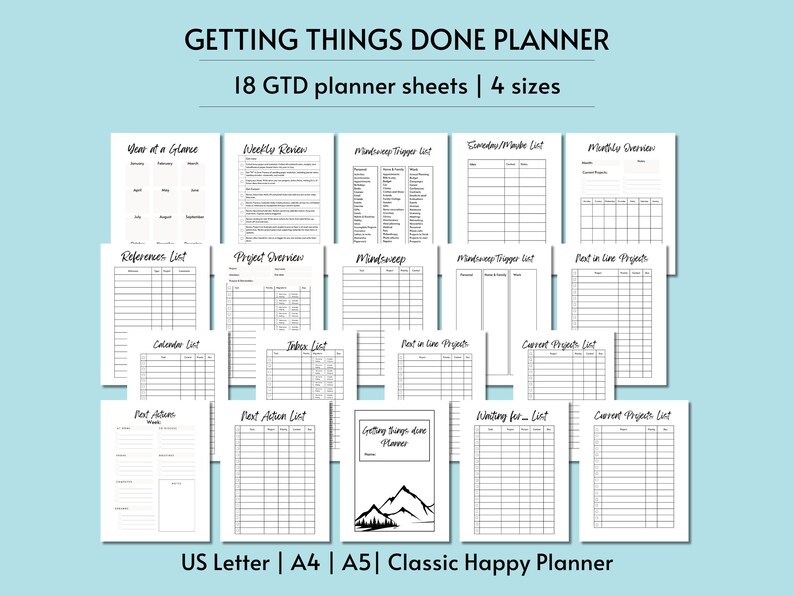 Getting Things Done Planner: GTD Planner Inserts Project Planner, Task ...