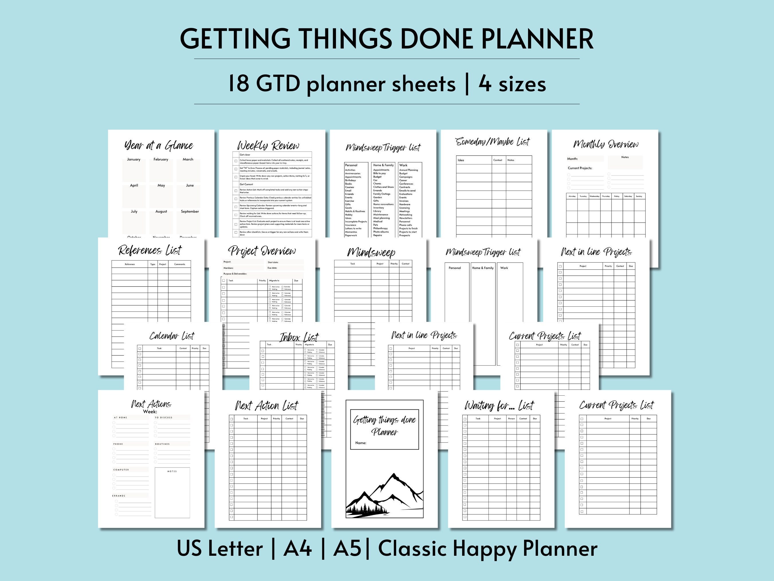 Getting Things Done Planner: GTD Planner Inserts Project Planner, Task ...