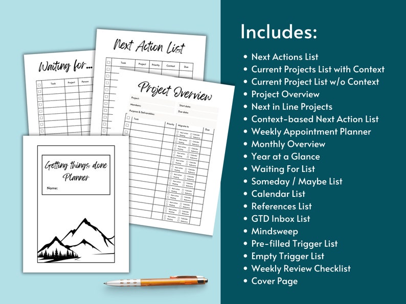 Getting Things Done Planner: GTD Planner Inserts; Project Planner, Task ...