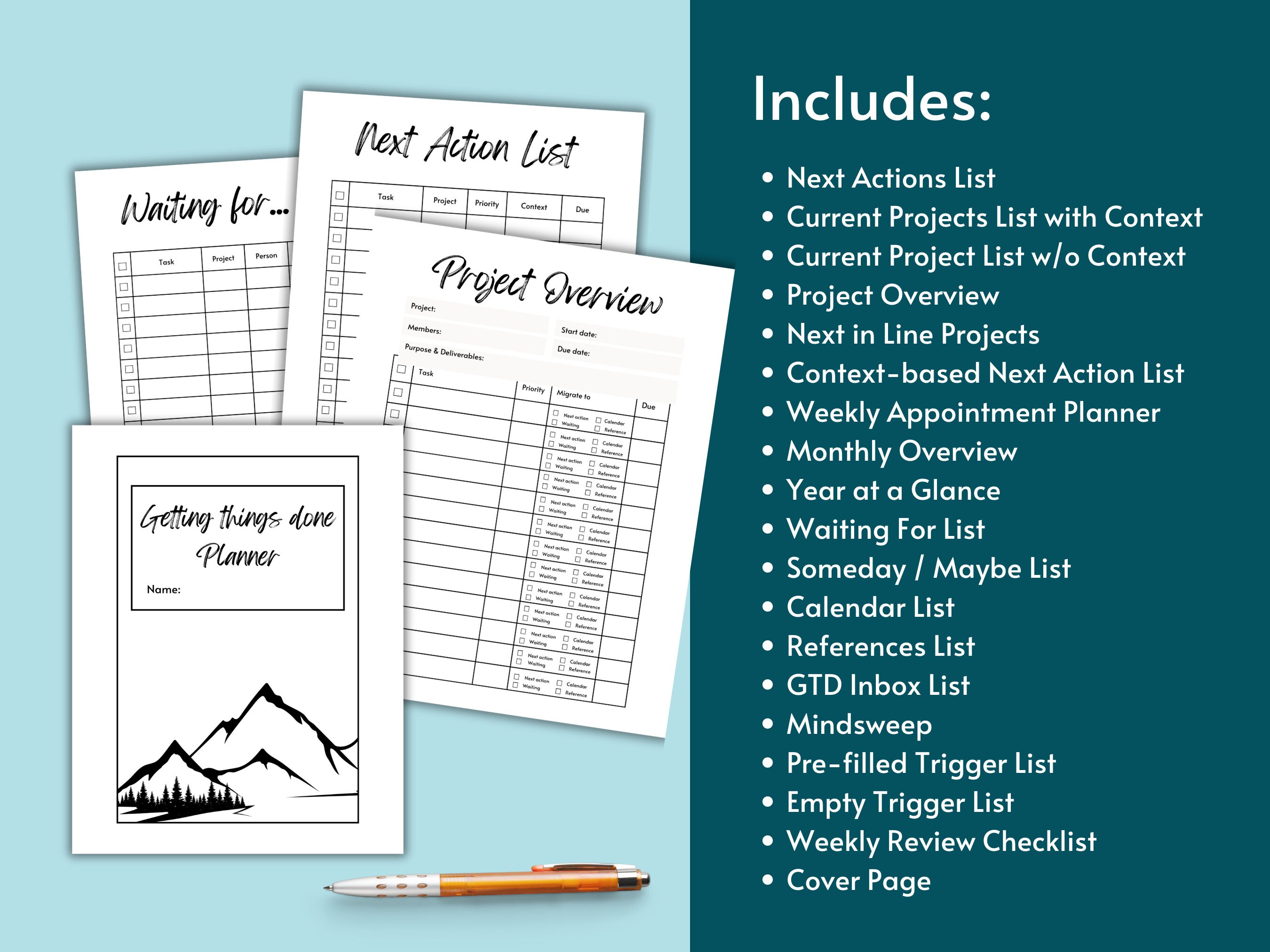 Getting Things Done Planner: GTD Planner Inserts Project Planner, Task ...