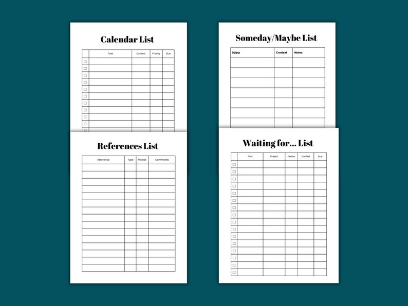 Getting Things Done Planner: GTD Planner Inserts | Project Management ...