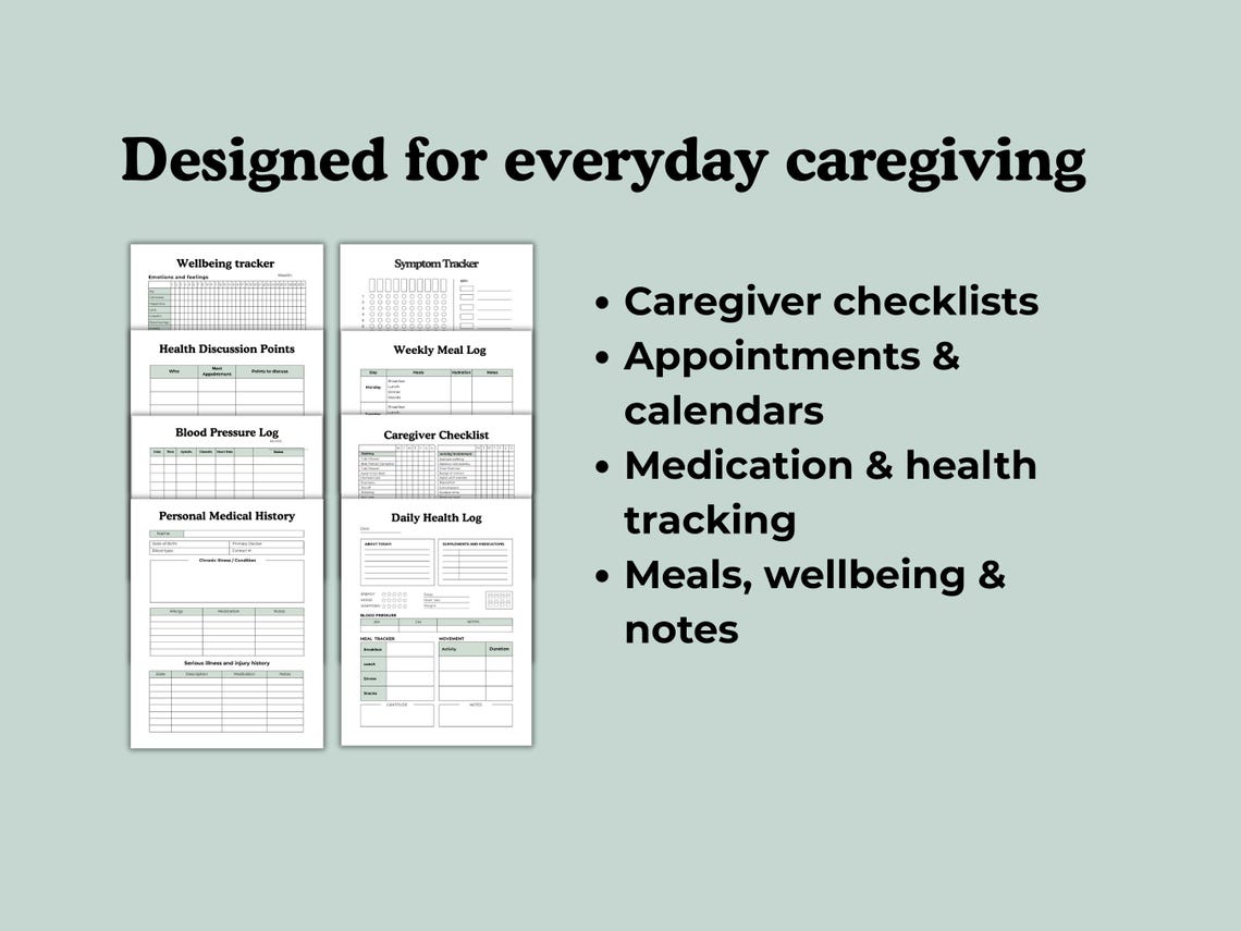 Printable Caregiver Logbook: Daily Task Checklist & Medication Tracker ...