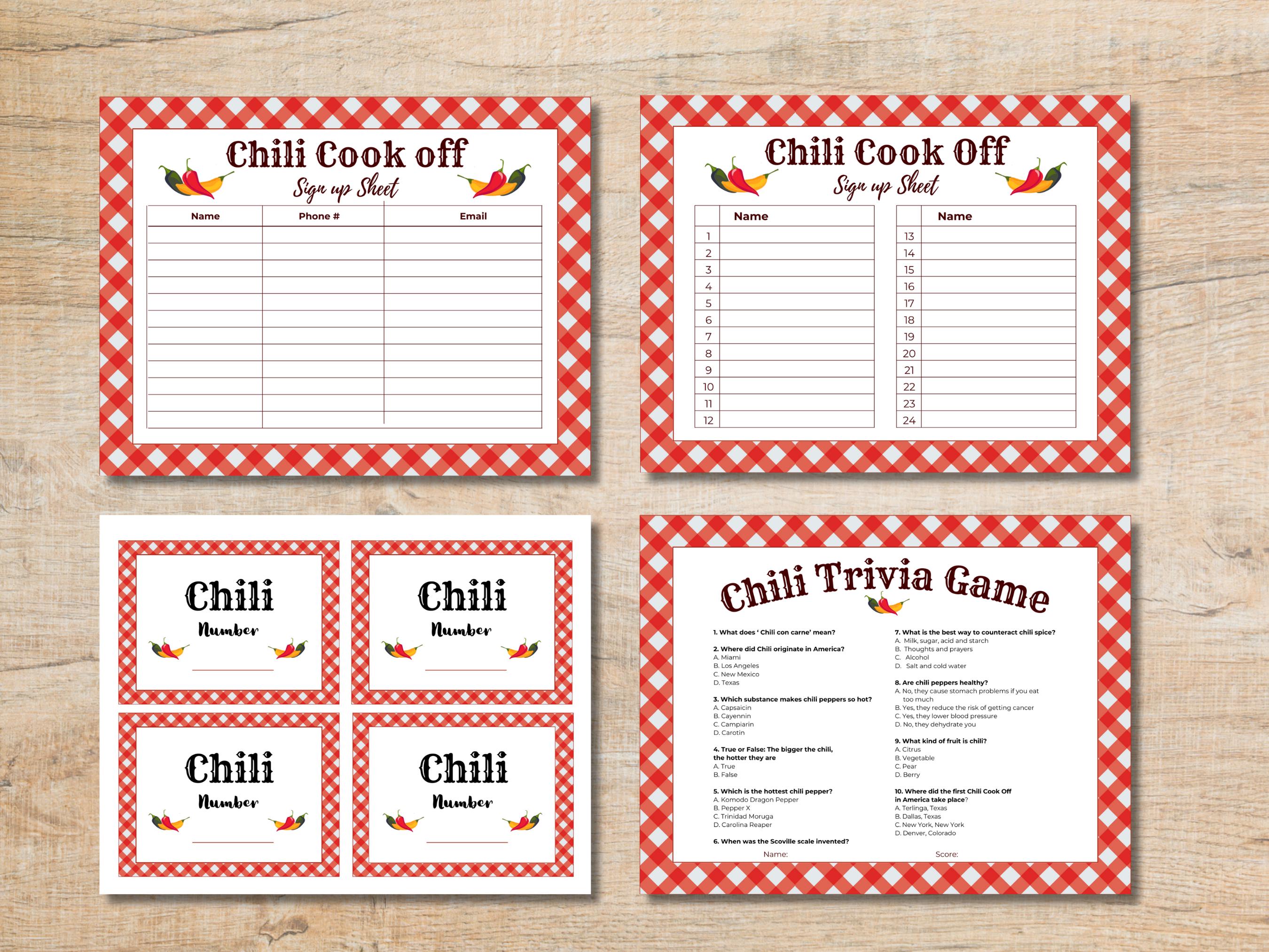 Chili Cook-off Contest Kit, Chili Cook-off Printables, Chili Cook-off ...