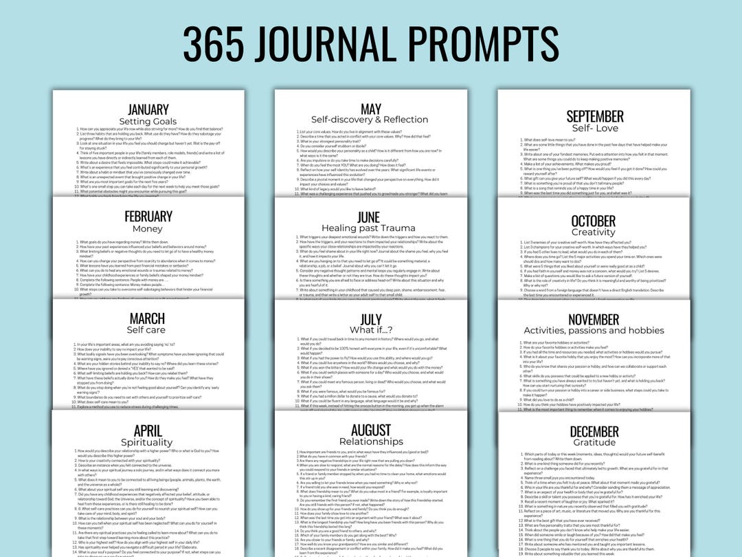 365 Thematic Journal Prompts - Daily Journaling for Mental Health Self ...