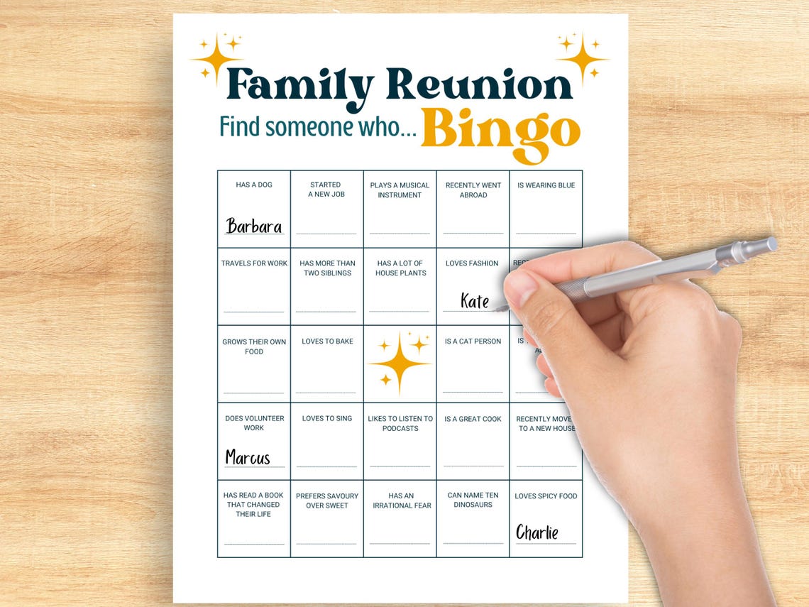 Family Reunion Bingo | Family Find Someone Who Bingo | Family Reunion ...