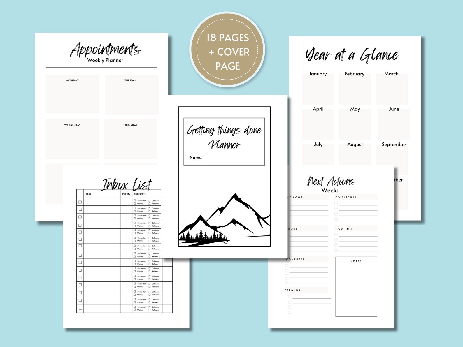 Getting Things Done Planner: GTD Planner Inserts Project Planner, Task ...