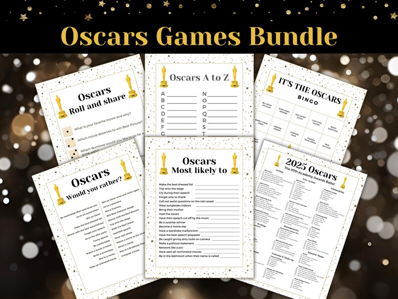 Printable Oscars Game Bundle | Academy Awards Bingo Cards | - Etsy