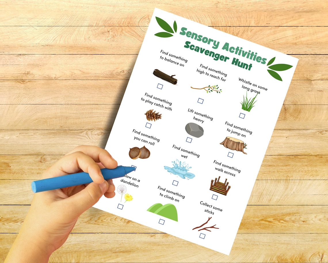 Printable Outdoor Sensory Scavenger Hunt Set Sensory Play Scavenger ...