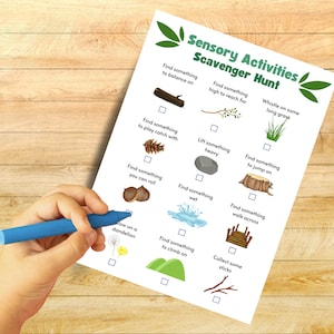 Printable Outdoor Sensory Scavenger Hunt Set Sensory Play Scavenger ...