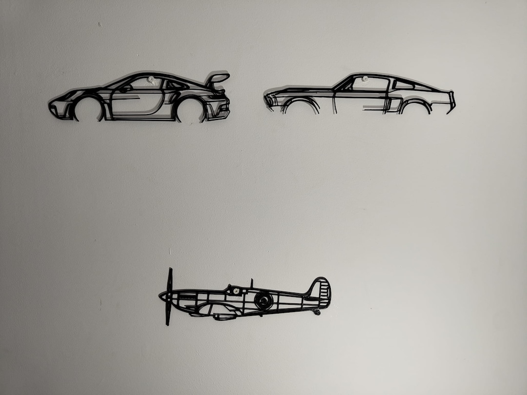 Custom Car 3D Printed Silhouette Wall Art, 3D Printed Wall Art, Car Guy ...