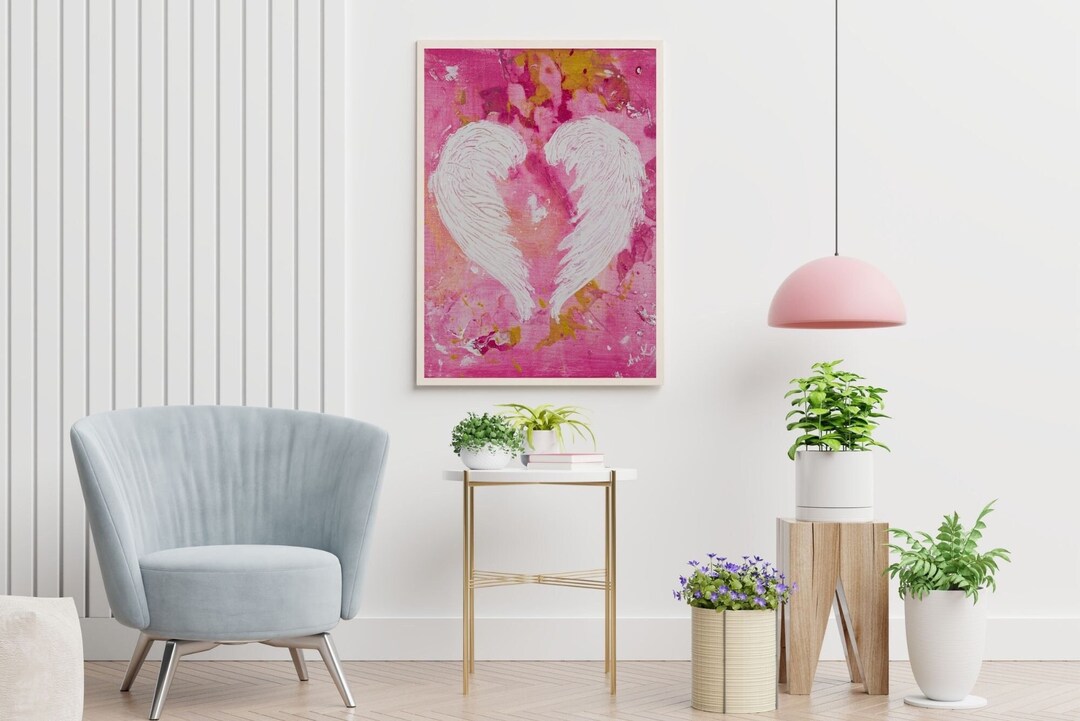 Angel Wings Printable,wings Overprint,pink Poster,painting Jpg,orange ...