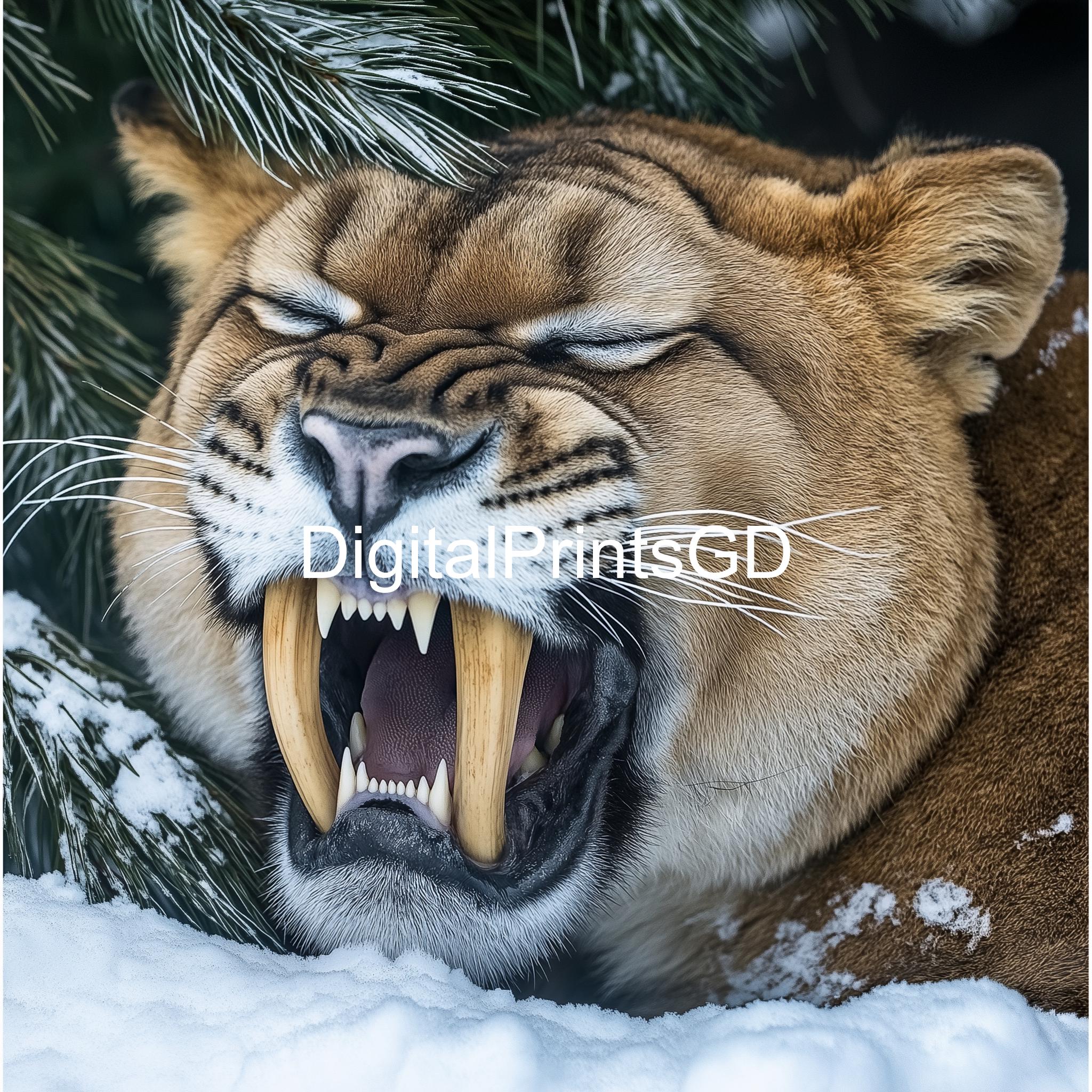 Smilodon Art Print Set, Saber-toothed Cat Decor, Prehistoric Wildlife ...