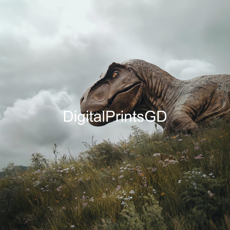T-rex Water Encounter Art Print: Jurassic Wildlife Decor (digital ...