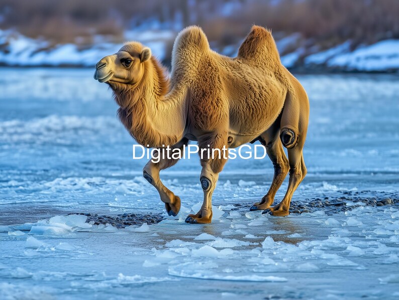 Bactrian Camel Photography Print: Desert Snowy Landscape Wall Art - Etsy