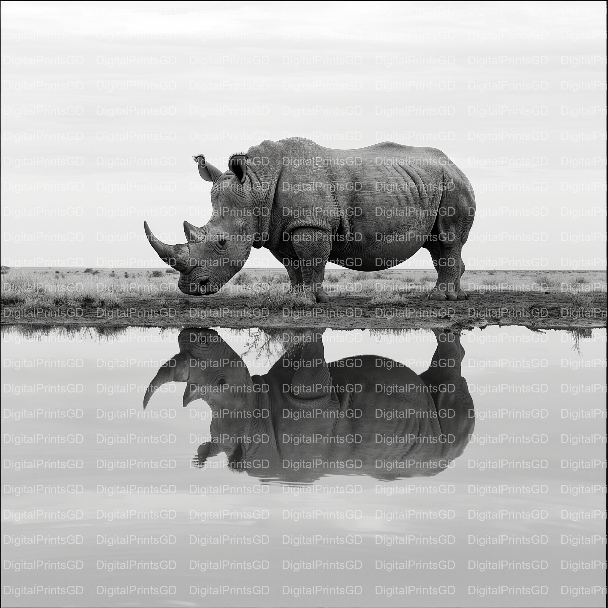 Rhino Art Print, Rustic Wildlife Art, Rhino Photography, Safari Decor ...
