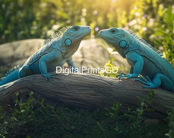 Colorful Iguana Wall Art, Jungle Reptile Print, Tropical Decor, Animal ...