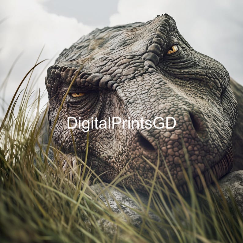 T-rex Close-up Art Print, Jurassic Dinosaur Decor, Prehistoric Wildlife ...