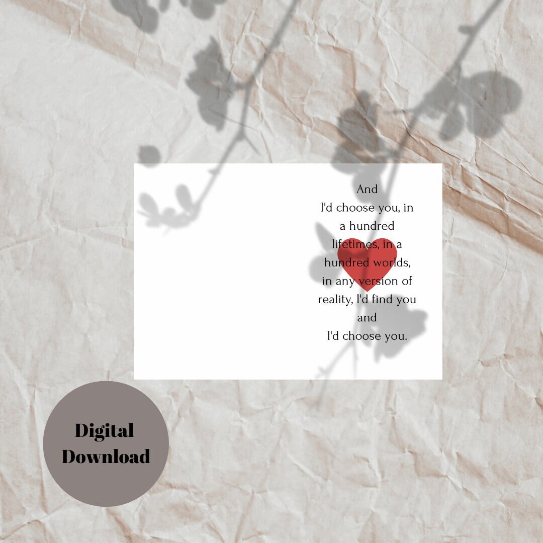 Romantic Love You Card, Printable Anniversary Card, Personalized Card ...