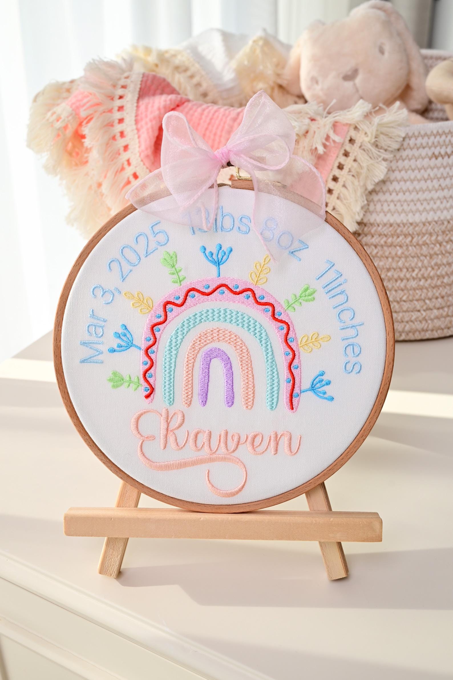 Baby Hospital Sign Rainbow Baby Announcement Round Name Sign Baby Name ...