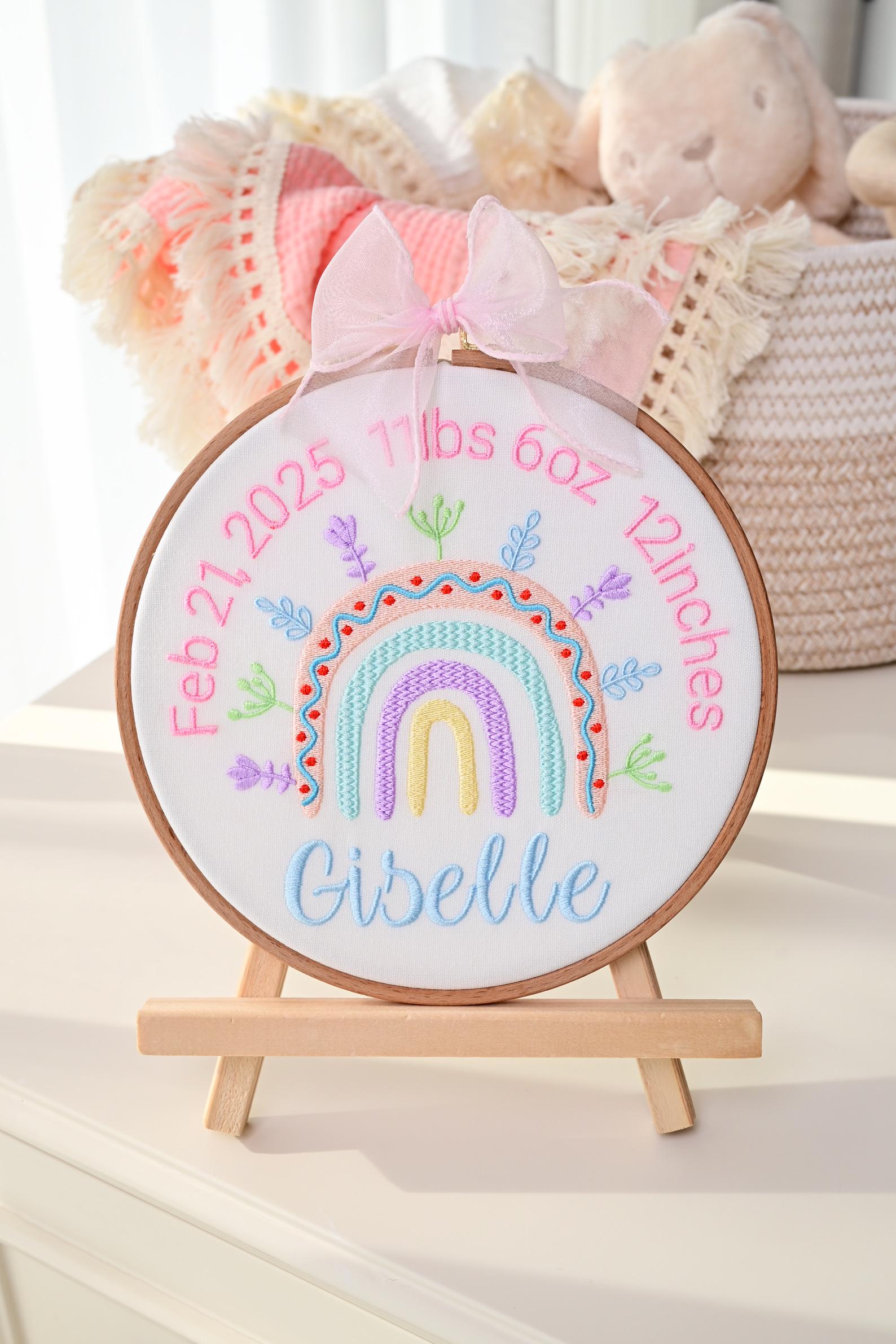 Baby Hospital Sign Rainbow Baby Announcement Round Name Sign Baby Name ...