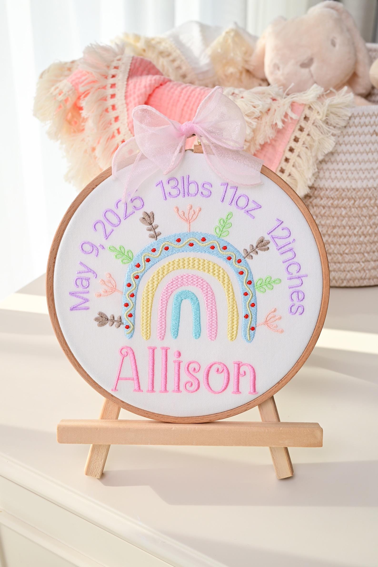 Baby Hospital Sign Rainbow Baby Announcement Round Name Sign Baby Name ...