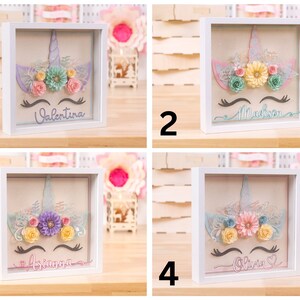 Baby Name Sign Custom Flower Box Unicorn Shadow Box Personalized Baby ...