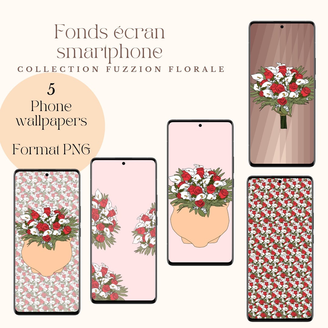 5 Smartphone Wallpapers fuzzion Floral Collection Color Grenadine Red ...