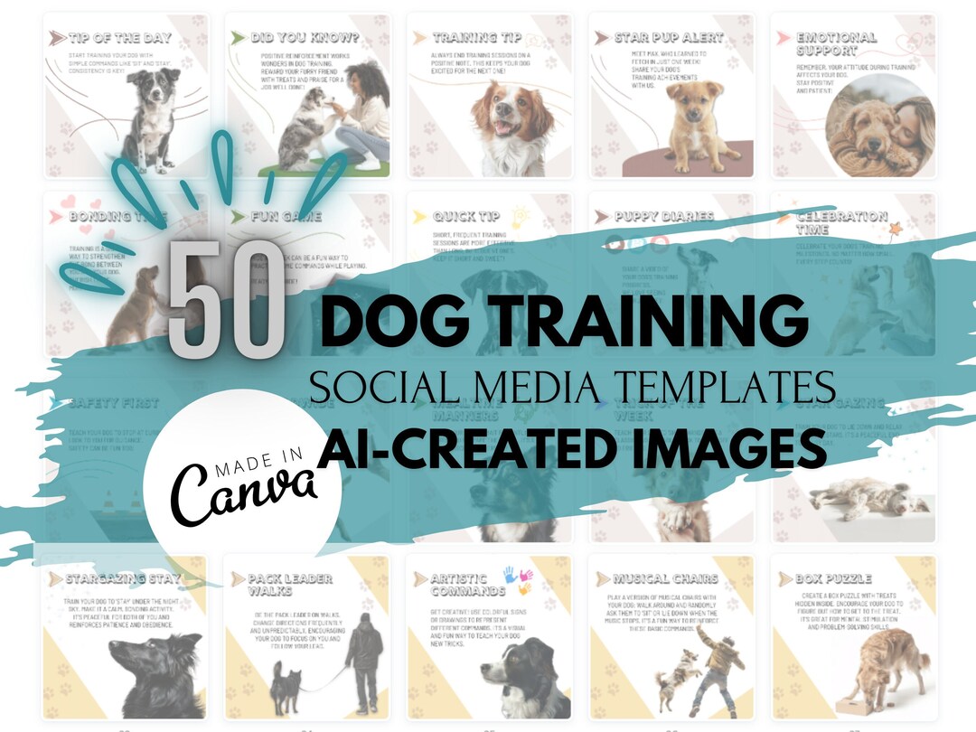 50 Uniquely Designed Dog Training Social Media Templates Ai-created ...