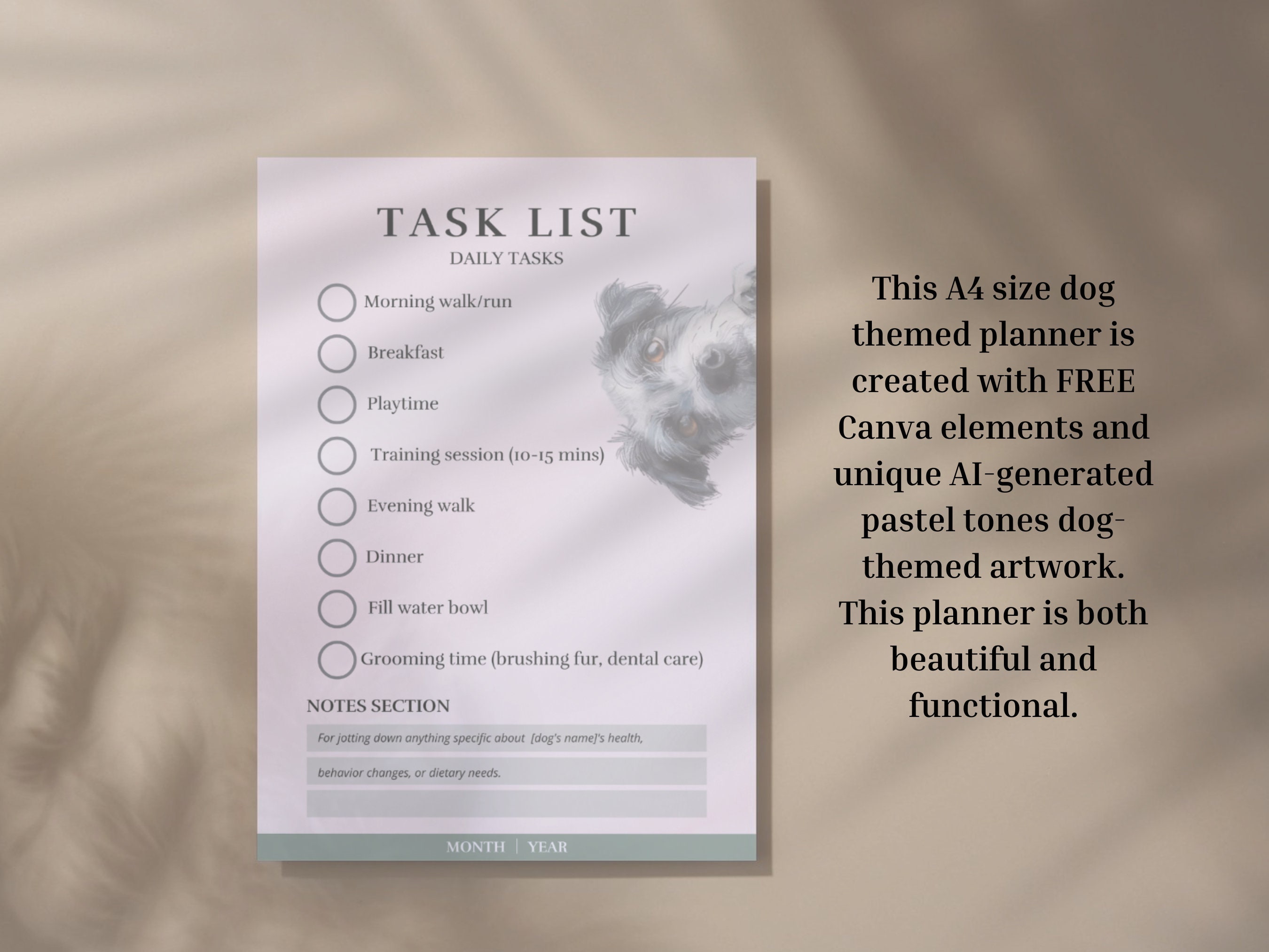 Dog Themed Planner Canva Template - Customizable and Printable PDF With ...
