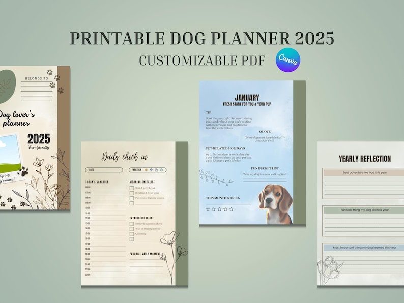 Printable Dog Planner 2025 – Pet Owner Organizer With Daily, Monthly ...