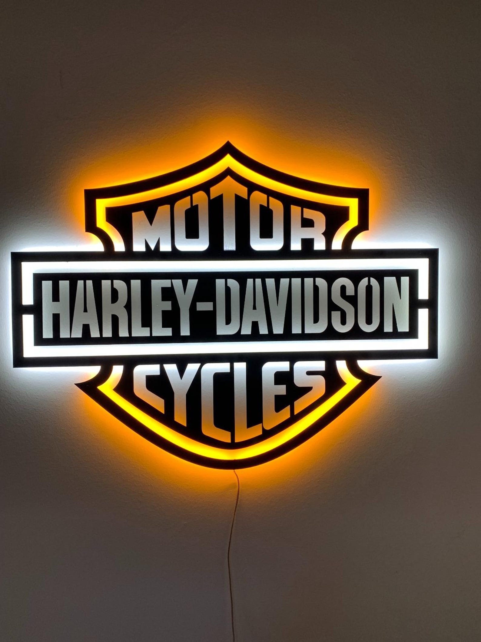 Harley Davidson Metal Led Wall Decor, Harley Led Wall Art, Garage Led ...