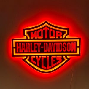 Harley Davidson Metal Led Wall Decor, Harley Led Wall Art, Garage Led ...