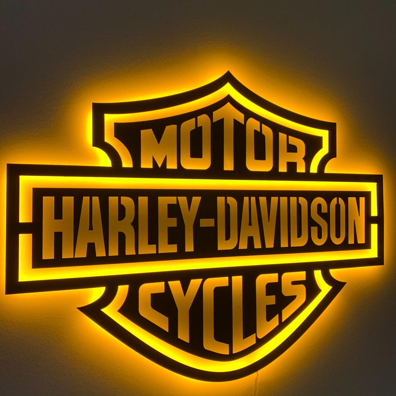 Harley Davidson Metal Led Wall Decor, Harley Led Wall Art, Garage Led ...