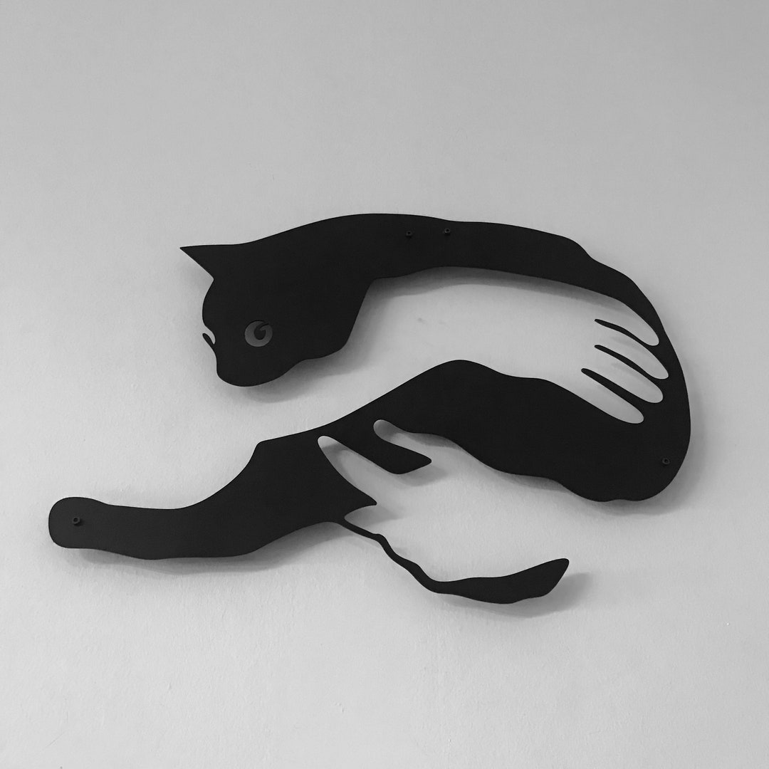 Sleepy Cat Metal Wall Art, Cat Metal Wall Decor, Metal Animal Wall Art ...