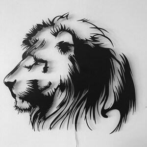 Led Lighted Lion Metal Wall Art, Animal Nature Wall Decor, Fireplace ...