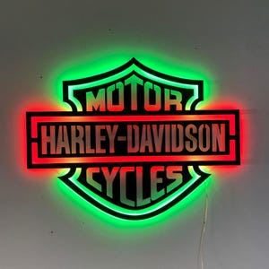 Harley Davidson Metal Led Wall Decor, Harley Led Wall Art, Garage Led ...
