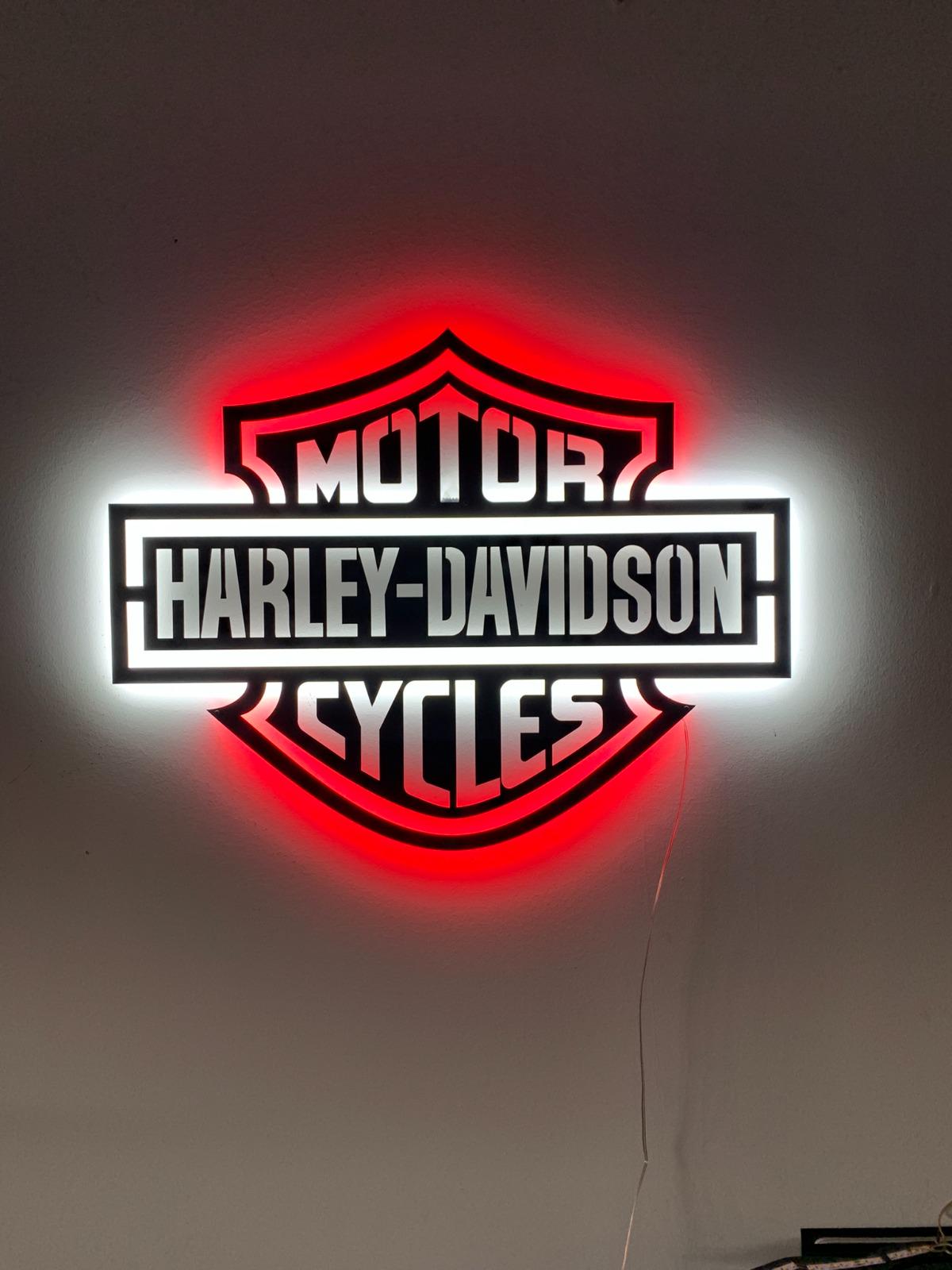 Harley Davidson Metal Led Wall Decor, Harley Led Wall Art, Garage Led ...