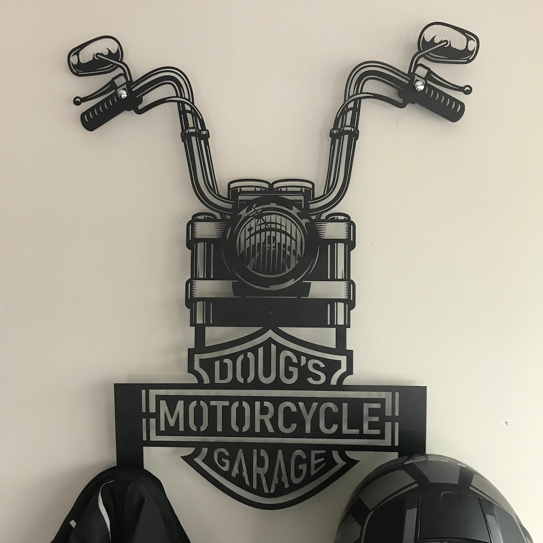 Custom Harley Metal Motorcycle Helmet Holder, Harley Sign, Personalized ...